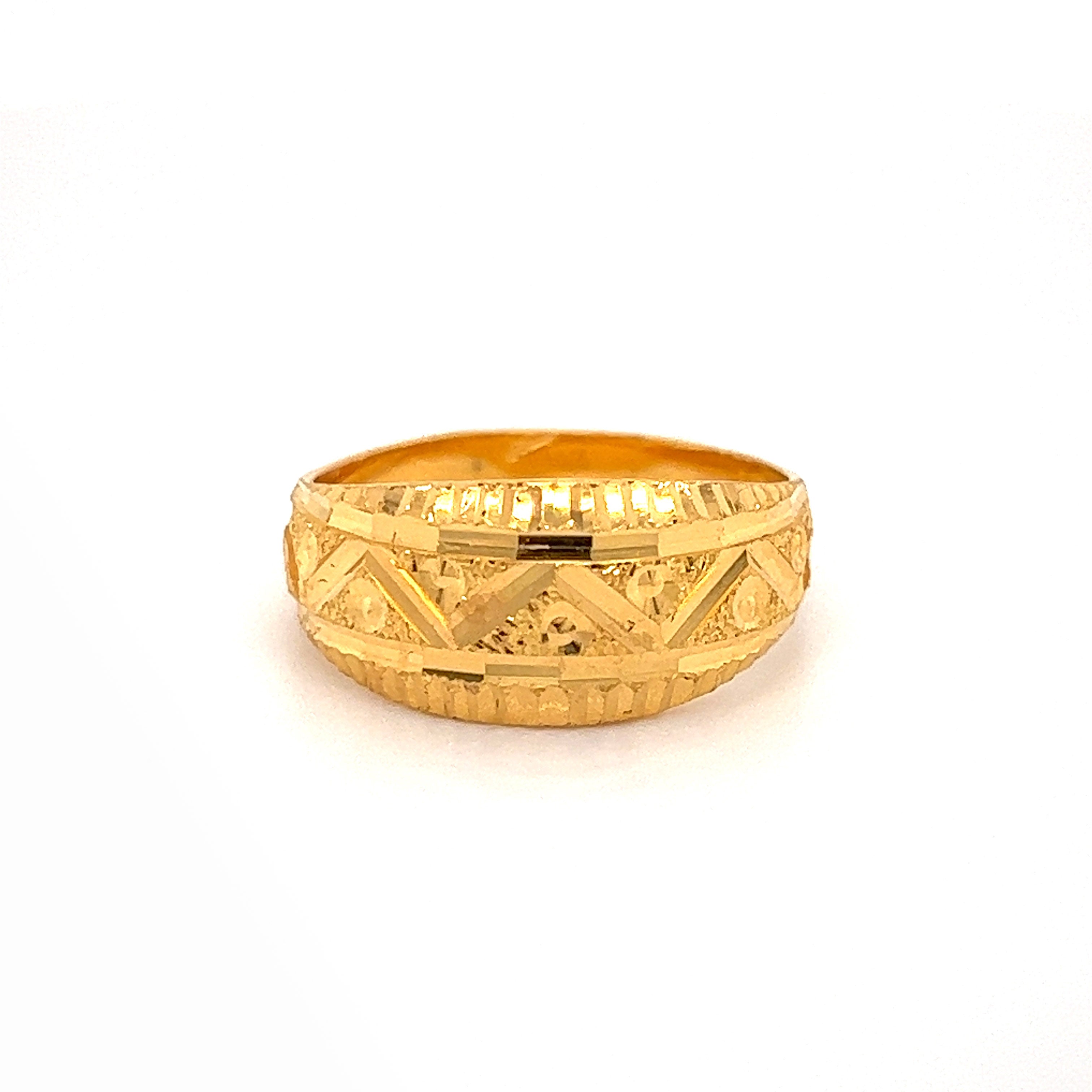 22K Gold Geometric Motif Dome Ring – Gold Palace