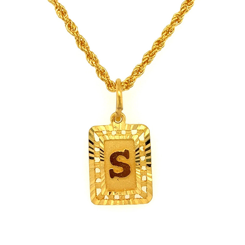 22K Gold "S" Initial Tablet Pendant – Gold Palace